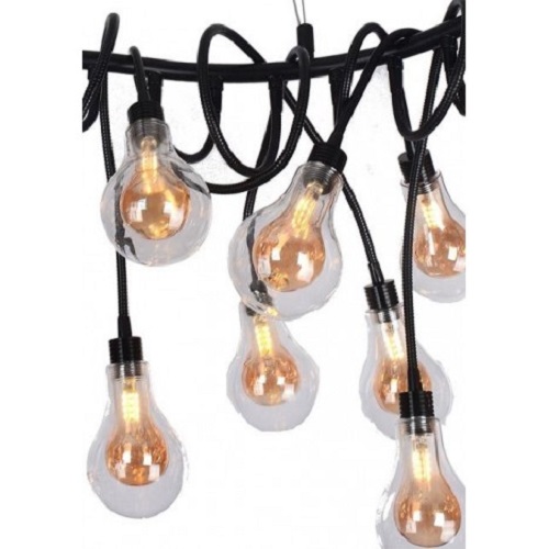 RUSTIK 76 luster 12xG4 BLACK/CLEAR GLASS BB Link - Rasveta Eurolight